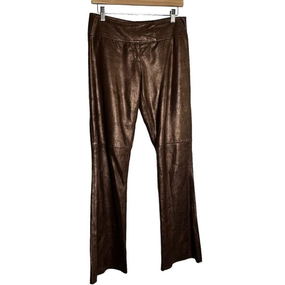 Cache | Pants & Jumpsuits | Cache Metallic Coated Gold Leather Pants ...